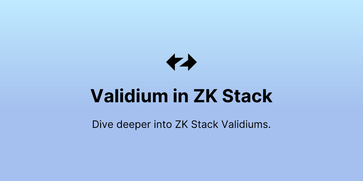 Validium in ZK Stack - ZKsync Docs